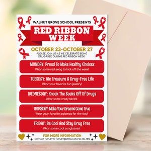Red Ribbon Week Itinerary Flyer, Red Ribbon Spirit Week Schedule ...