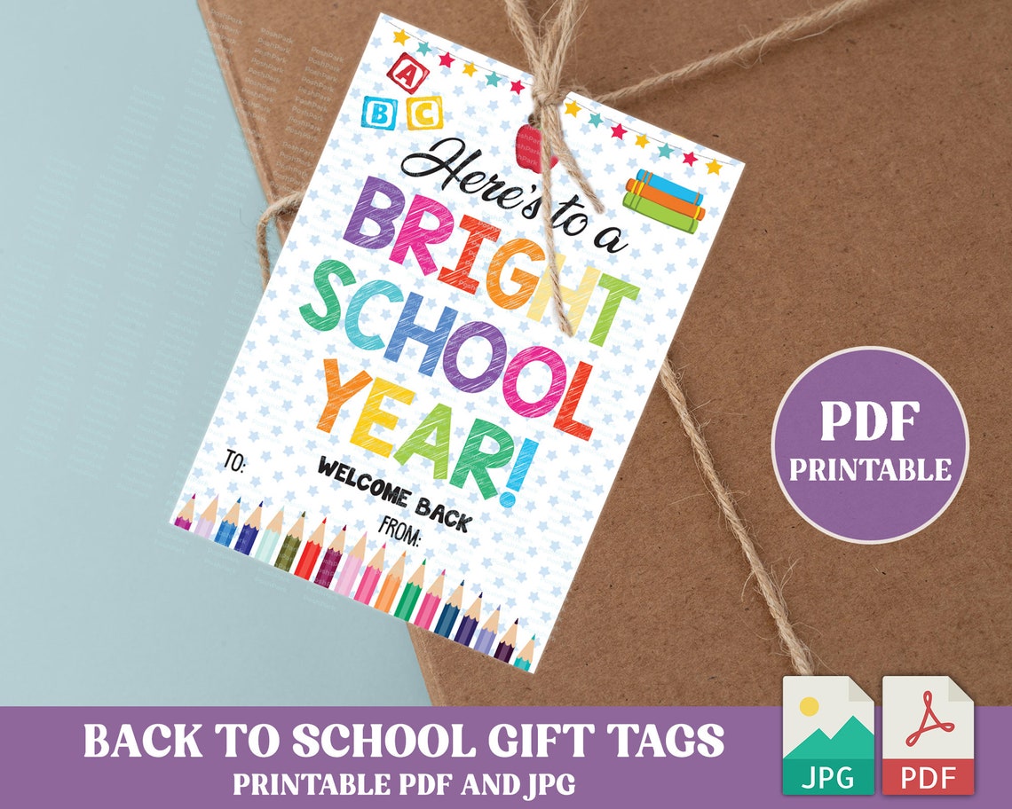 PRINTABLE PDF Bright School Year Gift Tag Colorful Back to - Etsy