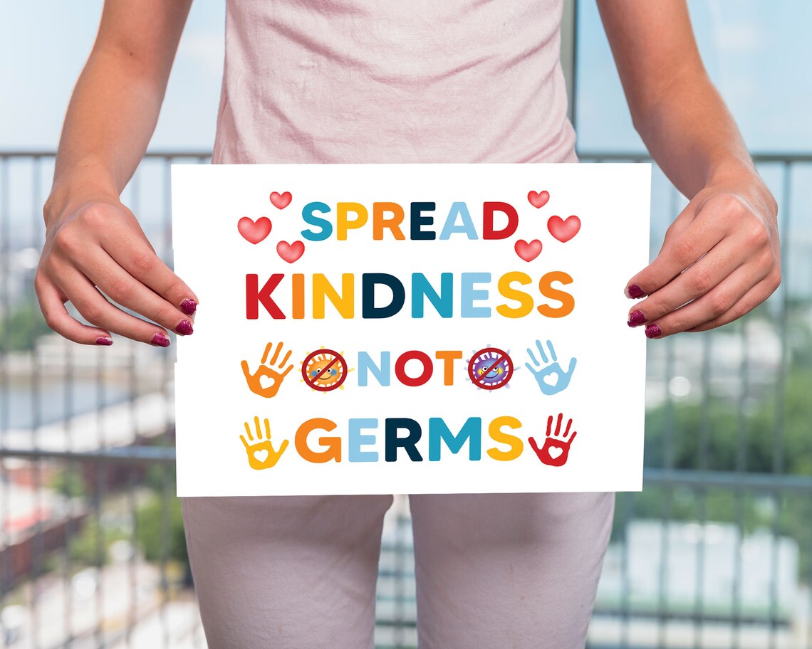 Printable Spread Kindness Not Germs Poster, PDF School Health Safety ...