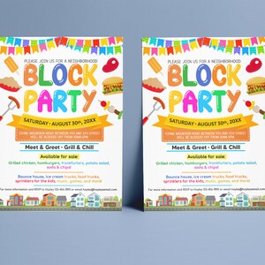 EDITABLE Block Party Invitation, Neighborhood Bbq Picnic Summer Party ...
