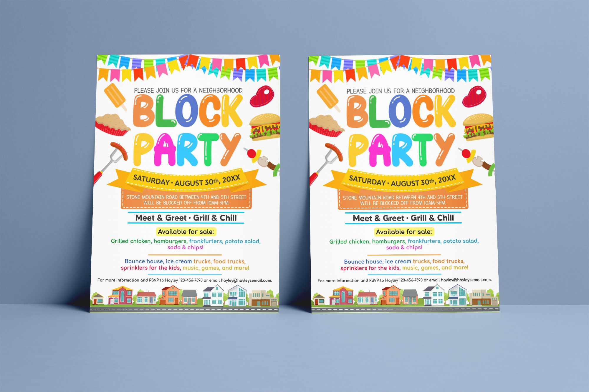 EDITABLE Block Party Invitation, Neighborhood Bbq Picnic Summer Party ...
