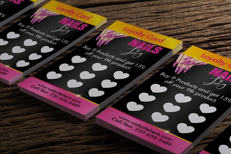 Nail Salon Loyalty Card Template Nail Tech Loyalty Cards | Etsy