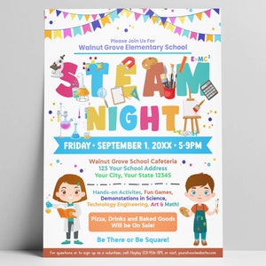 Editable STEAM Night Flyer, PTO PTA School Flyer, Science Tech ...