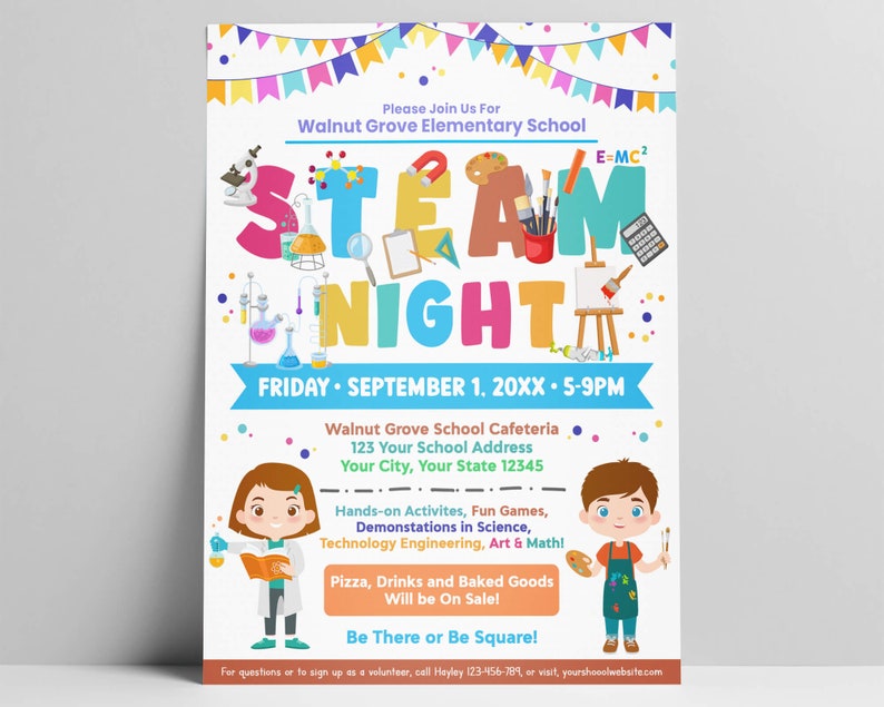 Editable STEAM Night Flyer PTO PTA School Flyer Science Tech - Etsy