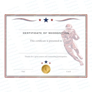 PRINTABLE Red White Blue PDF End of Season Football Award - Etsy