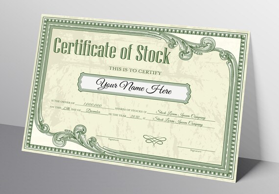 Certificate Of Stock Template