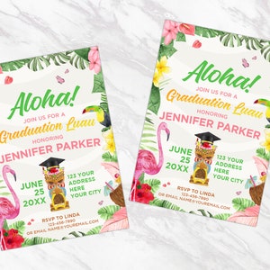 Editable Luau Graduation Party Invitations, Luau Graduation Party ...