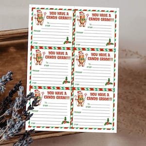 Editable Christmas Candy Cane Gram Template, Holiday Candy Cane Gram ...