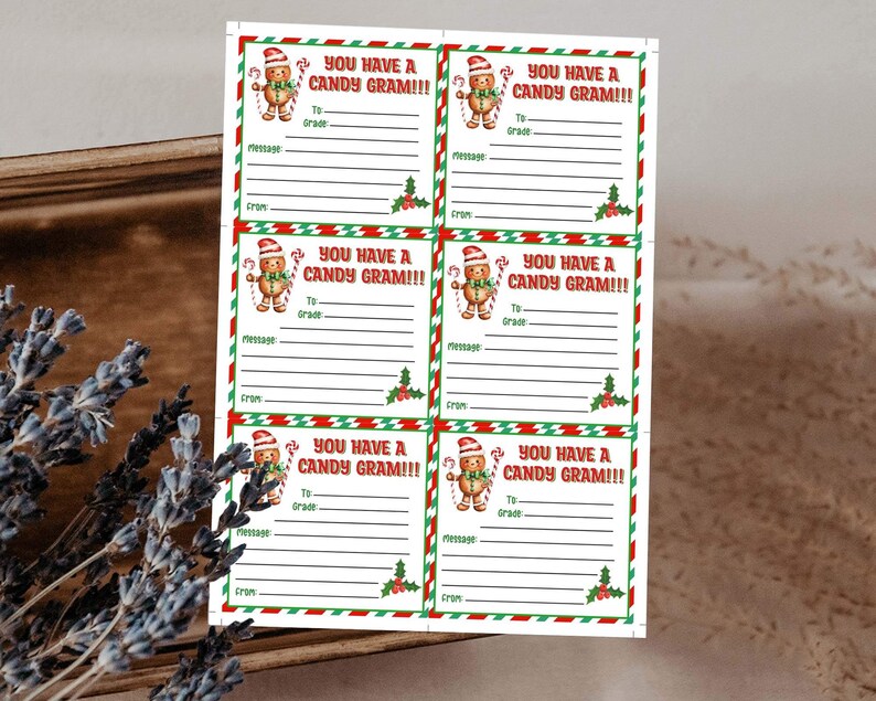 Editable Christmas Candy Cane Gram Template, Holiday Candy Cane Gram ...
