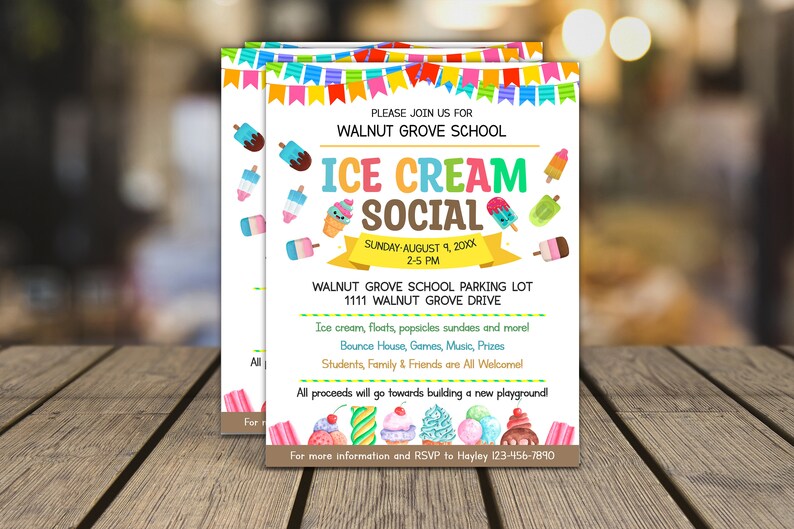 EDITABLE Summer Ice Cream Social Flyer Ice Cream Party - Etsy