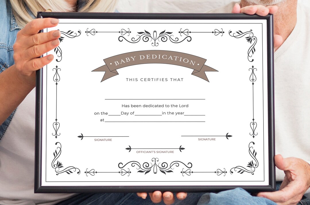 Printable Blank PDF Baby Dedication Certificate, Diy Baptism ...