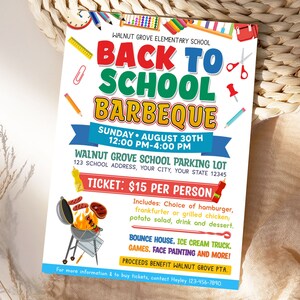 Editable Back to School BBQ Invitation, School Bbq Picnic Party Flyer ...