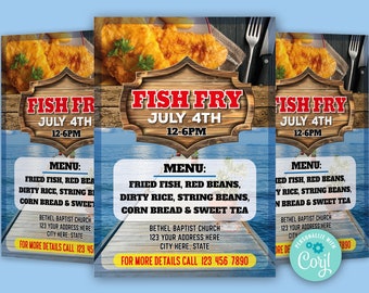 Editable Fish Fry Flyer. 5x7 DIY Printable. Canva Template - Etsy