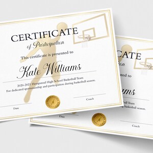 Editable Girls Basketball Certificate of Participation Template ...