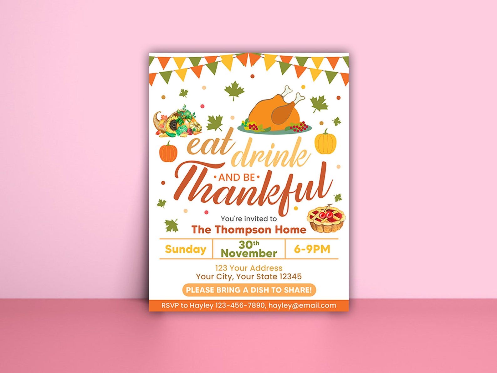 Editable Thanksgiving Invitation Friendsgiving Invite Flyer - Etsy
