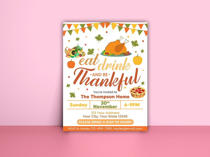 Editable Thanksgiving Invitation Friendsgiving Invite Flyer - Etsy