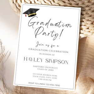 Minimalist Graduation Party Invitation, Grad Party Invitation for High ...
