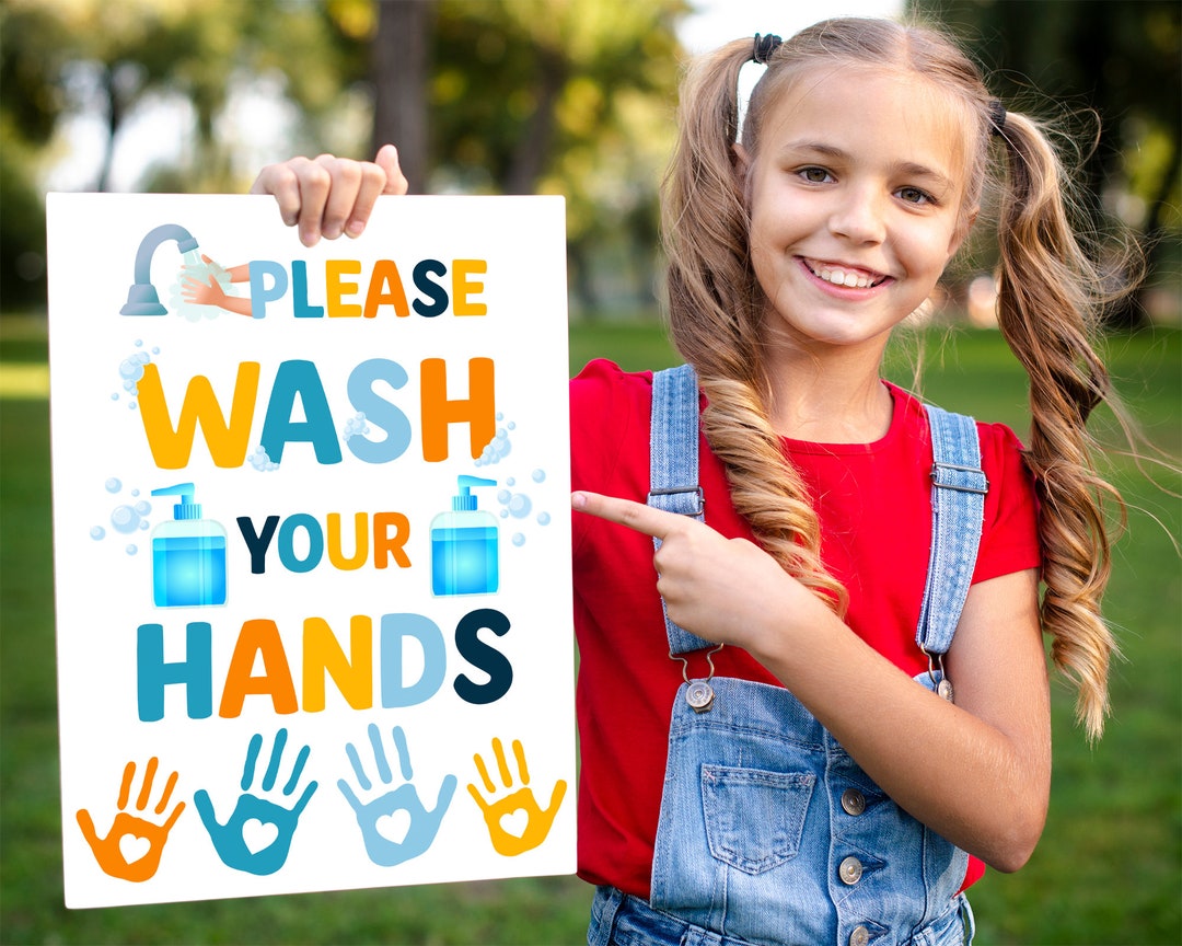 Printable Wash Your Hands Sign, PDF Bathroom Rules Sign, School Nurse ...