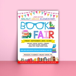 Editable Book Fair Flyer Template, Colorful School Fundraiser ...