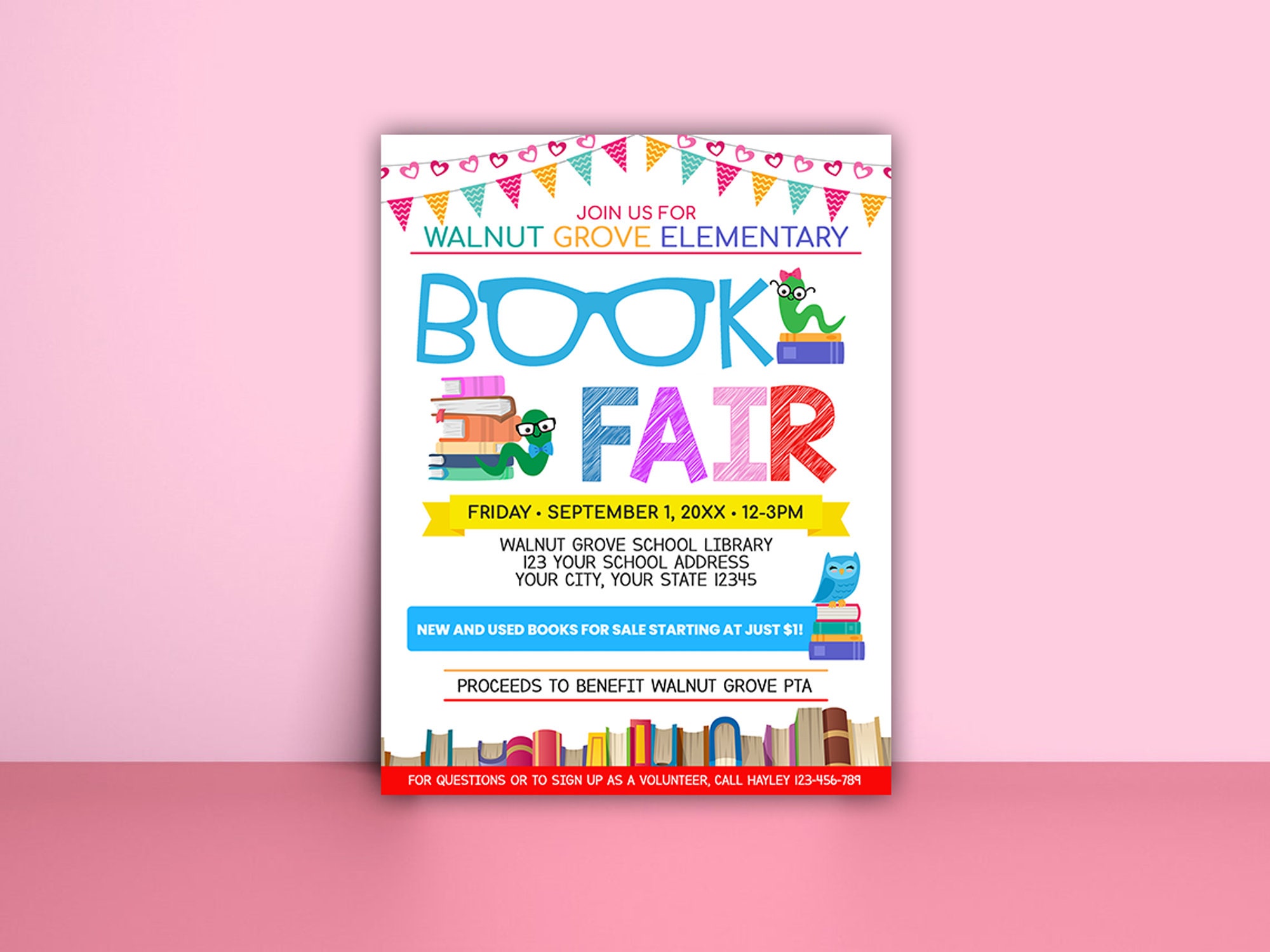 Editable Book Fair Flyer Template, Colorful School Fundraiser ...