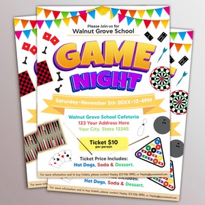 Editable Game Night Invite Flyer Template, Family Game Night, DIY PTA ...