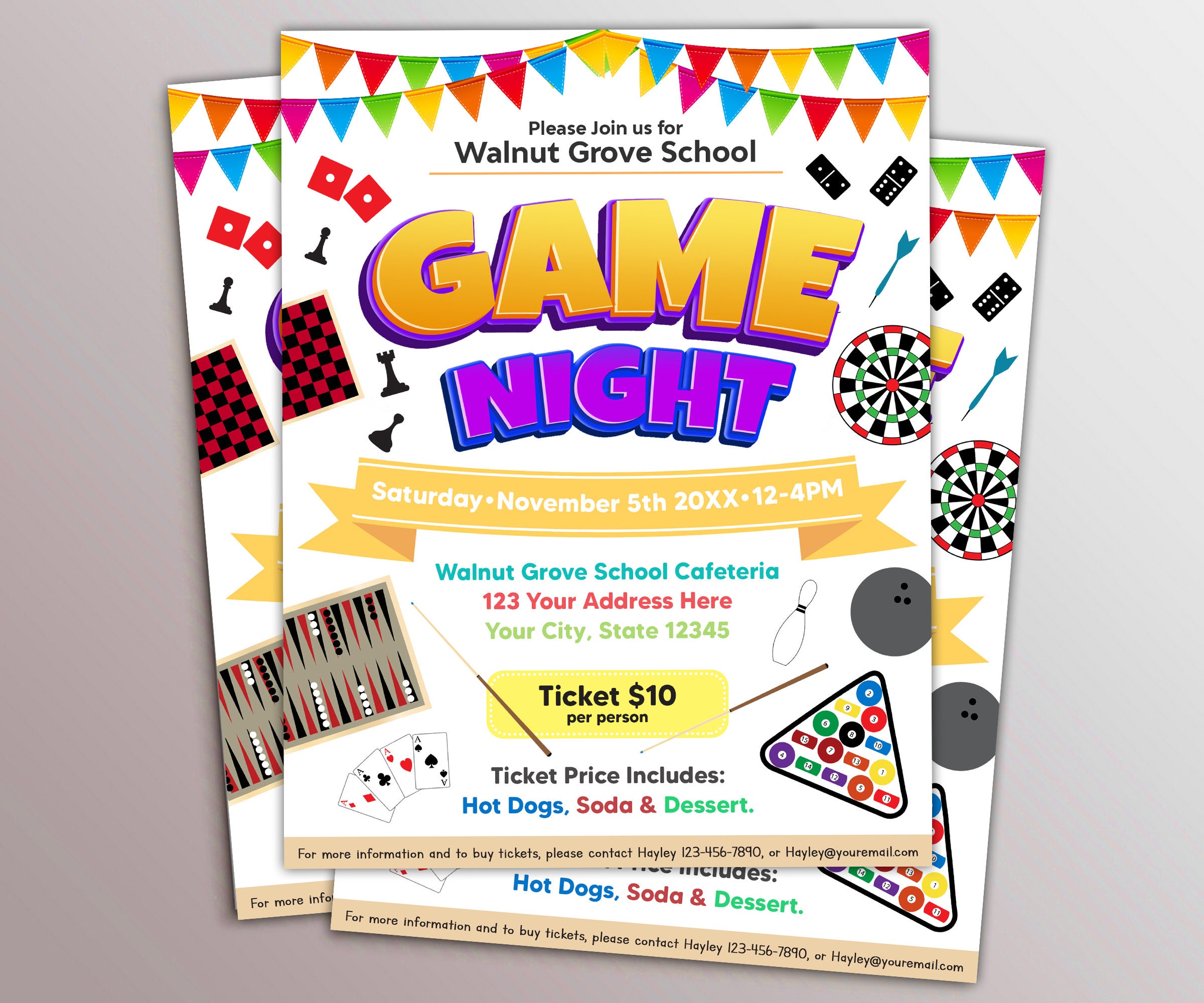 Editable Game Night Invite Flyer Template, Family Game Night, DIY PTA ...