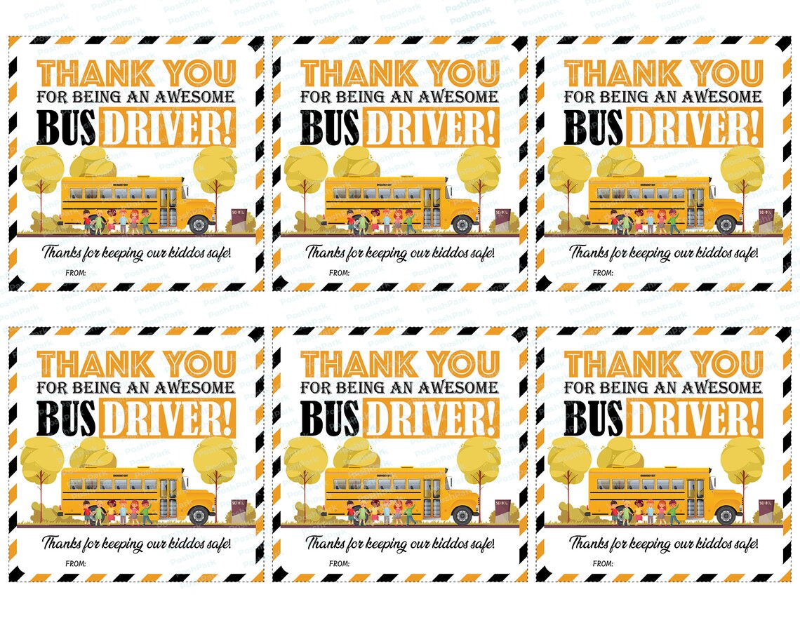 Printable PDF Bus Driver Appreciation Gift Tag Printable Bus - Etsy