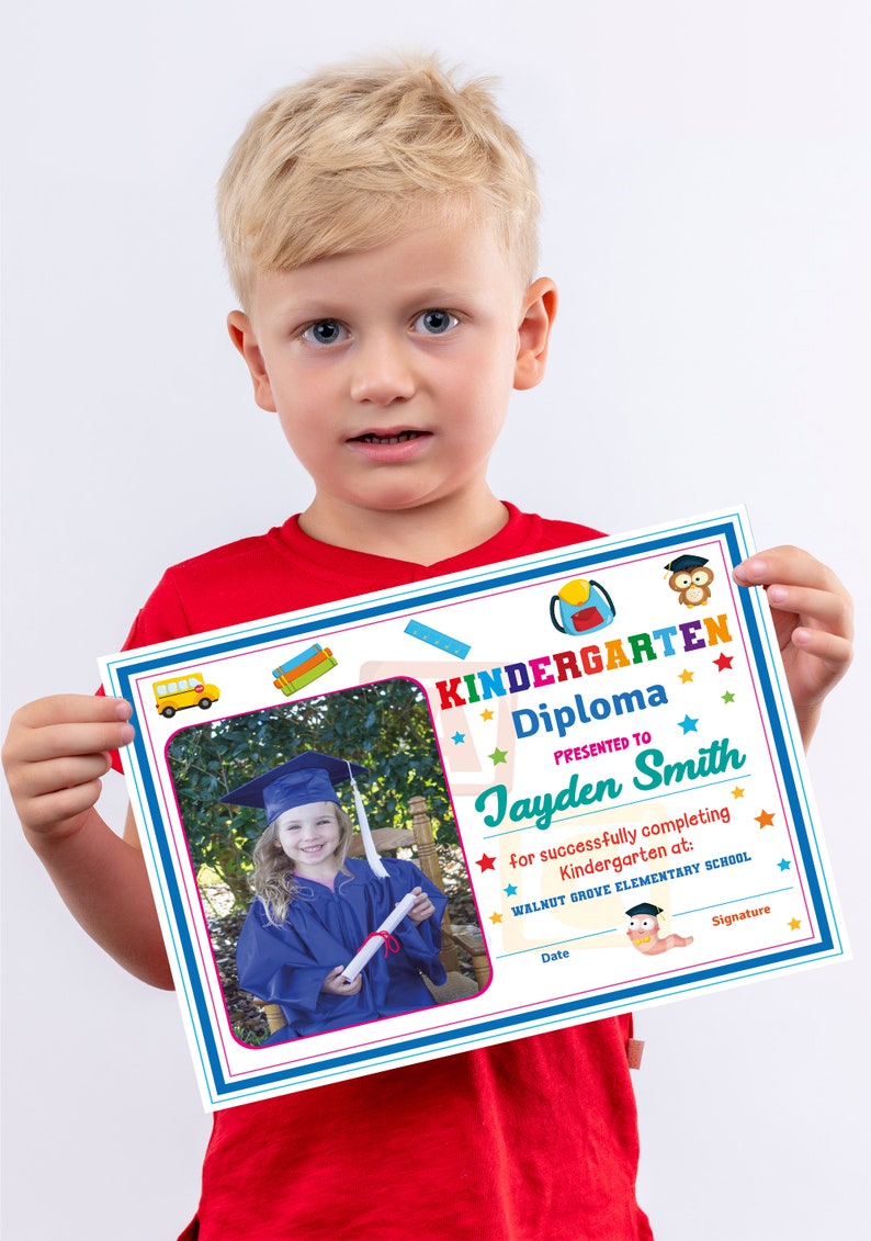 Kindergarten Diploma Editable Template With Photo - Etsy