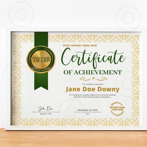 EDITABLE Certificate of Achievement Template BUNDLE, Printable Award ...