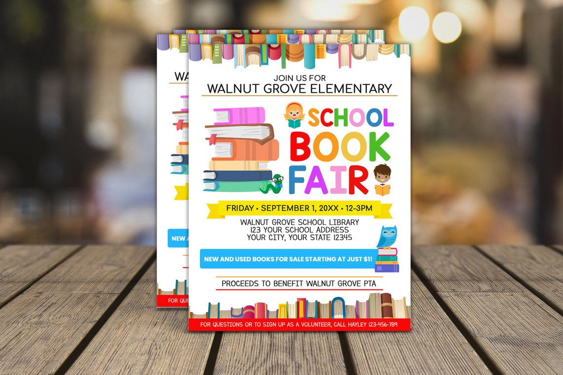 EDITABLE Book Fair Flyer Template Colorful School Fundraiser - Etsy