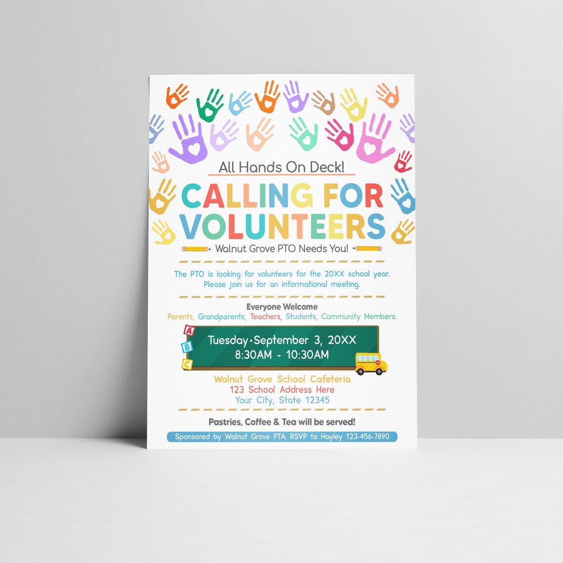 Editable Volunteer Recruitment Flyer, School Volunteer Fundraiser Event ...