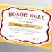 Editable Honor Roll Award Certificate, Beige Red School Certificate ...
