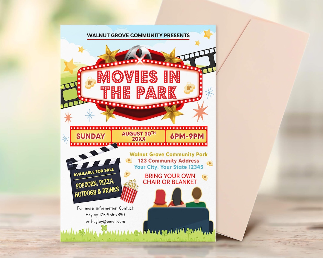 Editable Movies in the Park Flyer, Community Benefit Fundraiser ...