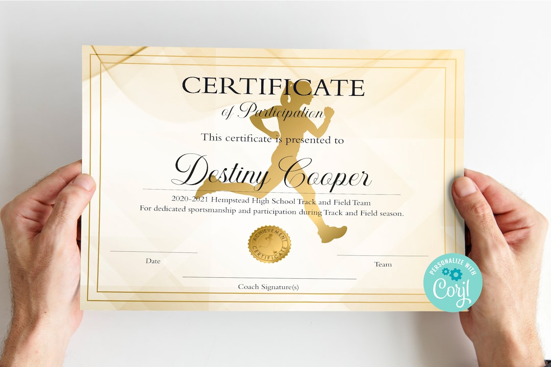 Girls Track and Field Certificate Template Editable, Girls Track ...