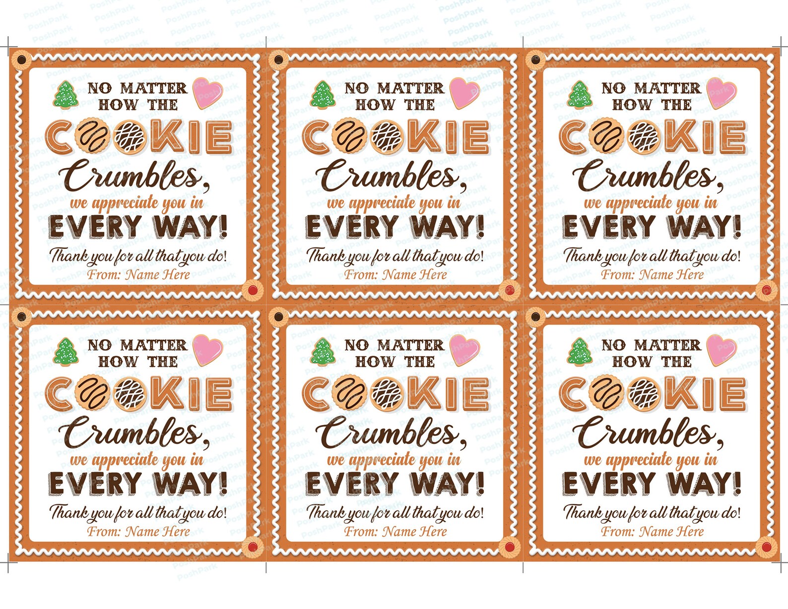 Cookie Tag EDITABLE No Matter How the Cookie Crumbles Tag - Etsy