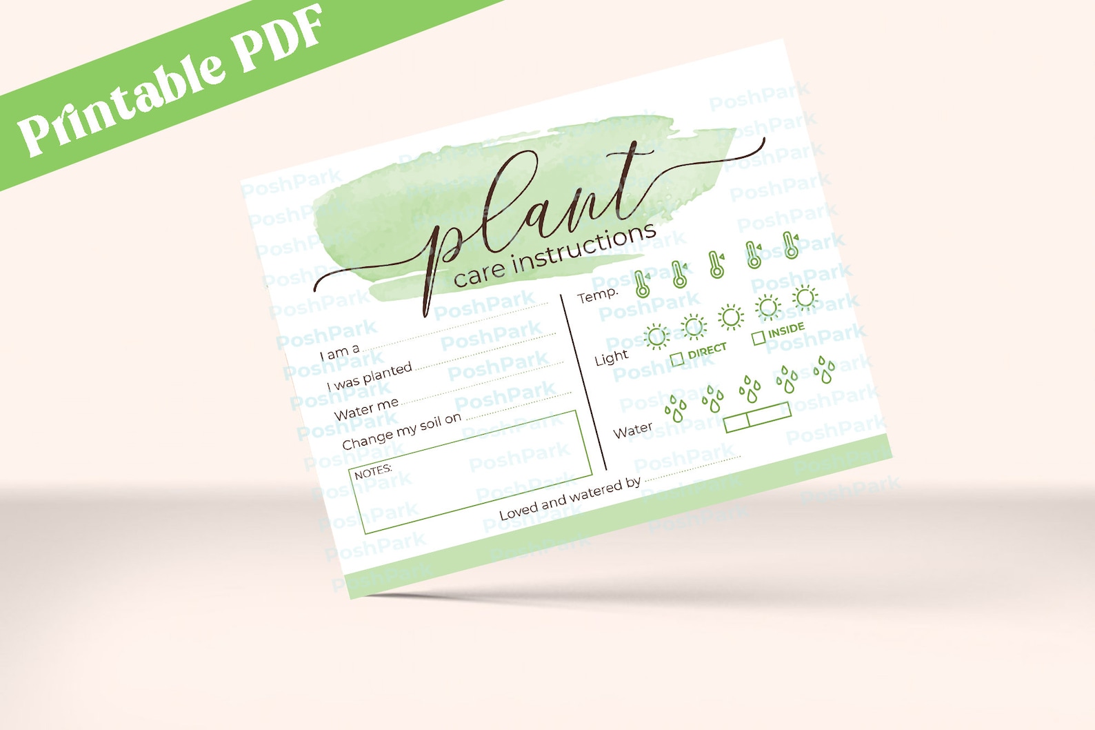 Printable PDF Plant Care Card Plant Care Template Multi Use - Etsy