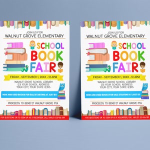 EDITABLE Book Fair Flyer Template, Colorful School Fundraiser Flyer ...