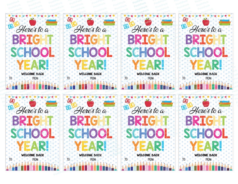 PRINTABLE PDF Bright School Year Gift Tag, Colorful Back to School Tags ...