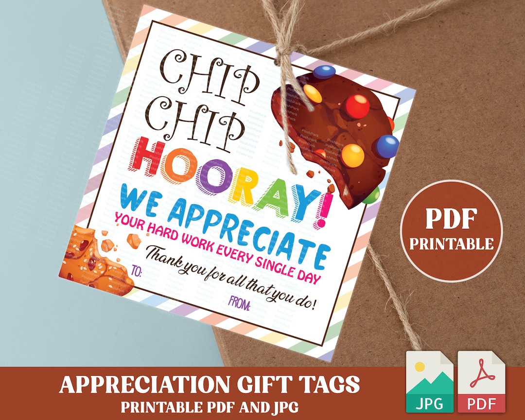 PDF Cookie Thank You Tag, Chip Chip Hooray Printable, Staff ...