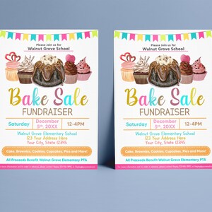 EDITABLE Bake Sale Flyer, Printable , PTO PTA Flyers, School Family ...