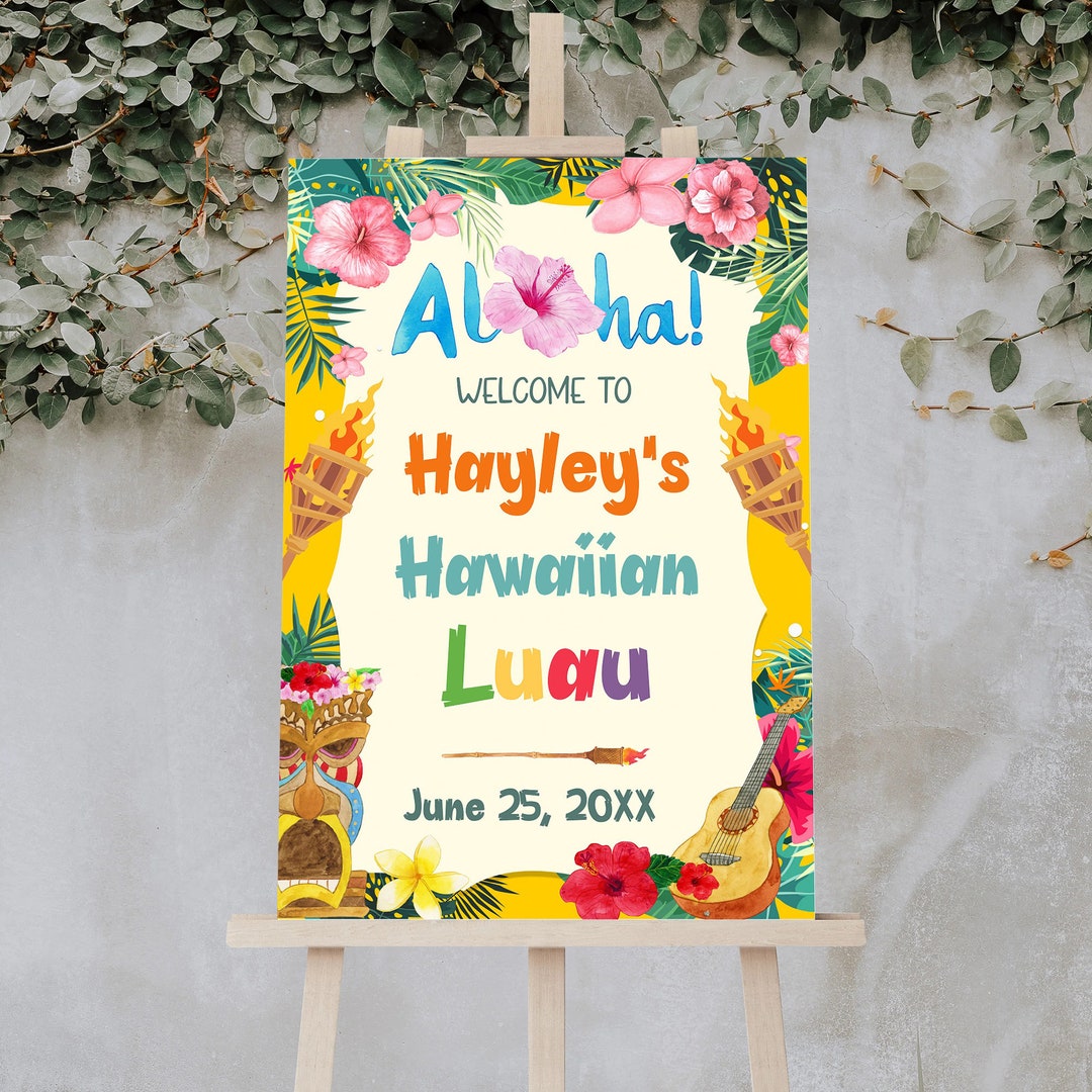 Luau Welcome Sign: Hawaiian Theme Party Decorations (instant Download ...