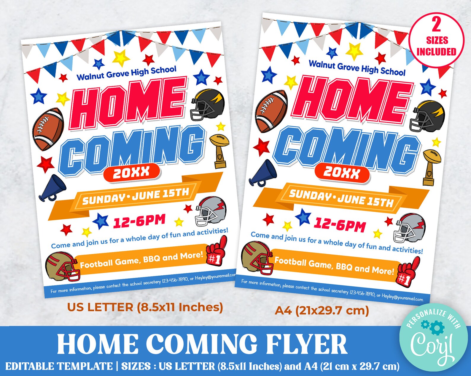 Editable Home Coming Flyer Template, School PTO PTA Fundraiser Event ...