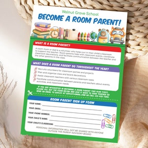 Room Parent Form Flyer, Editable PTA Forms Template, PTA Membership ...