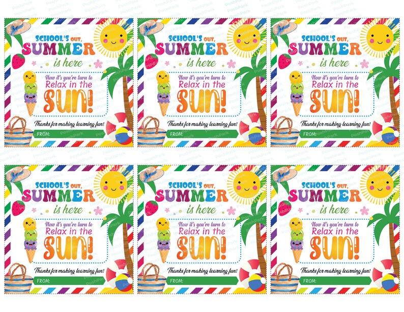 Printable PDF Teacher Appreciation Gift Tag Schools Out Relax | Etsy