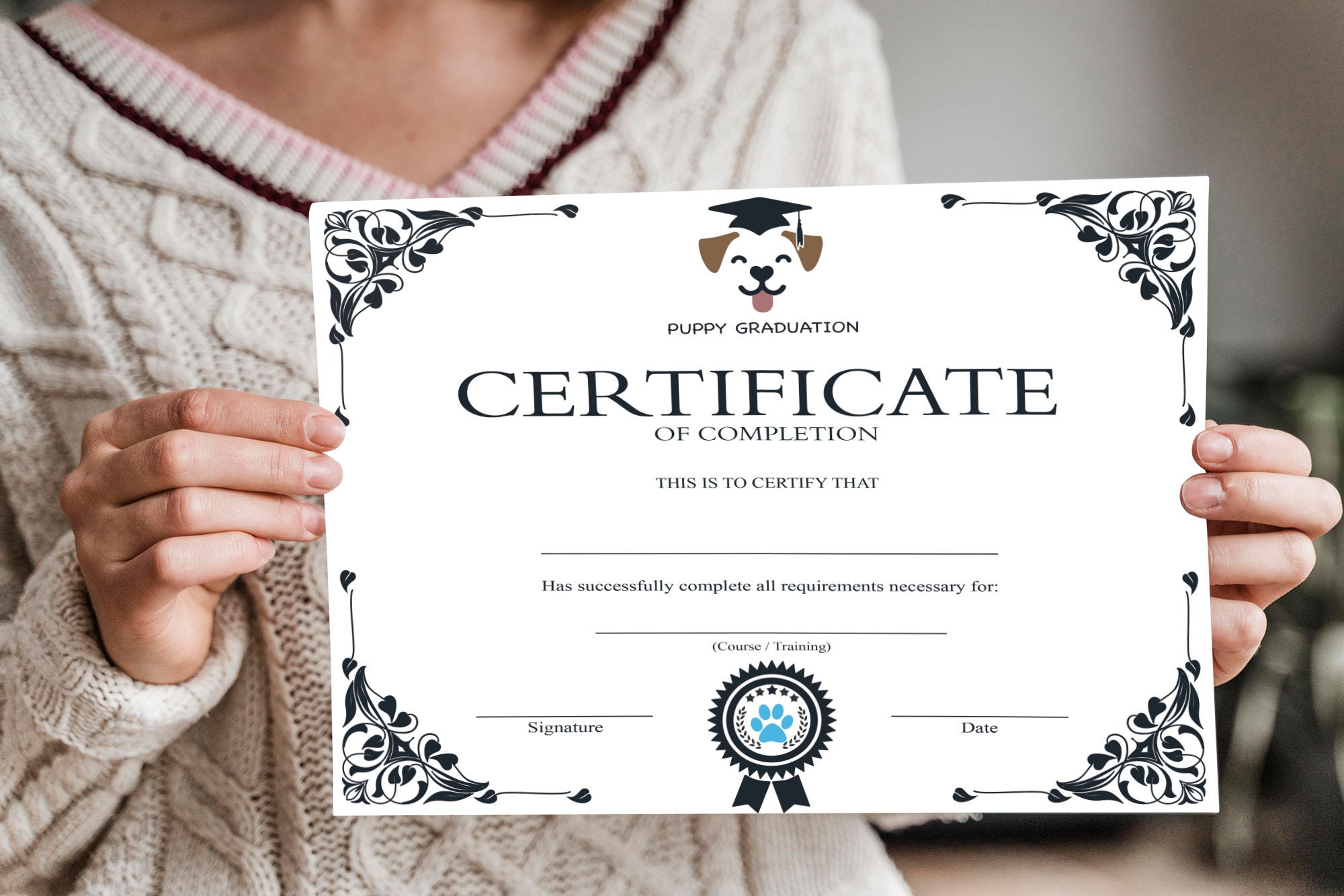 PRINTABLE Blank PDF Puppy Dog Graduation Certificate - Etsy UK