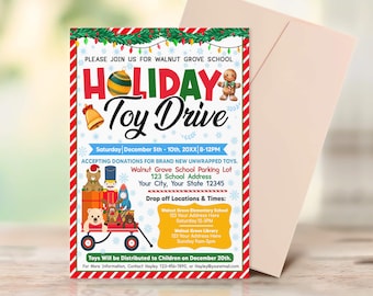 Editable Toy Drive Flyer, Holiday Toy Drive Flyer, Church Christmas ...