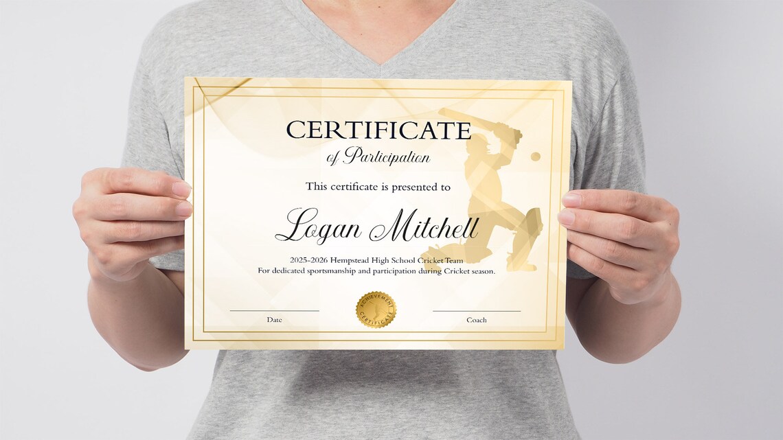 Editable Cricket Certificate Template Printable Cricket Award - Etsy India