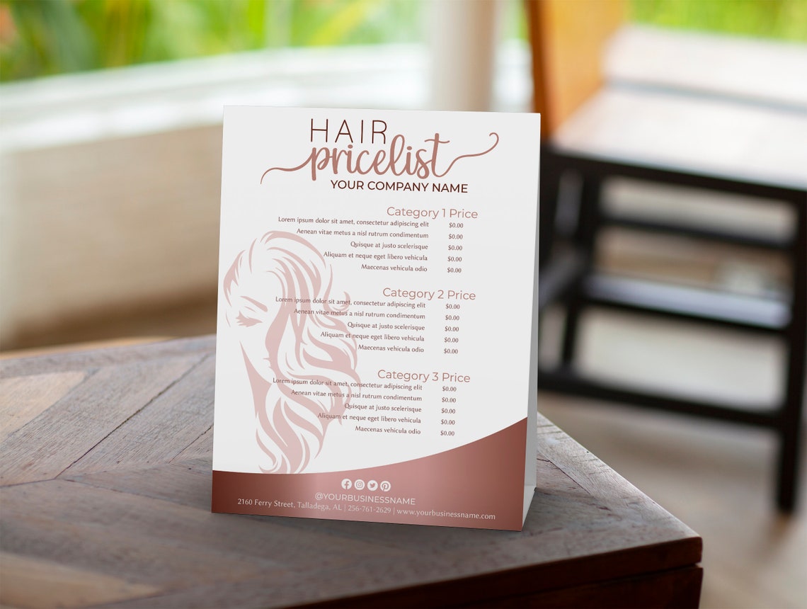 EDITABLE Hair Salon Price List, Hair Pricelist Flyer| Hair Price List ...