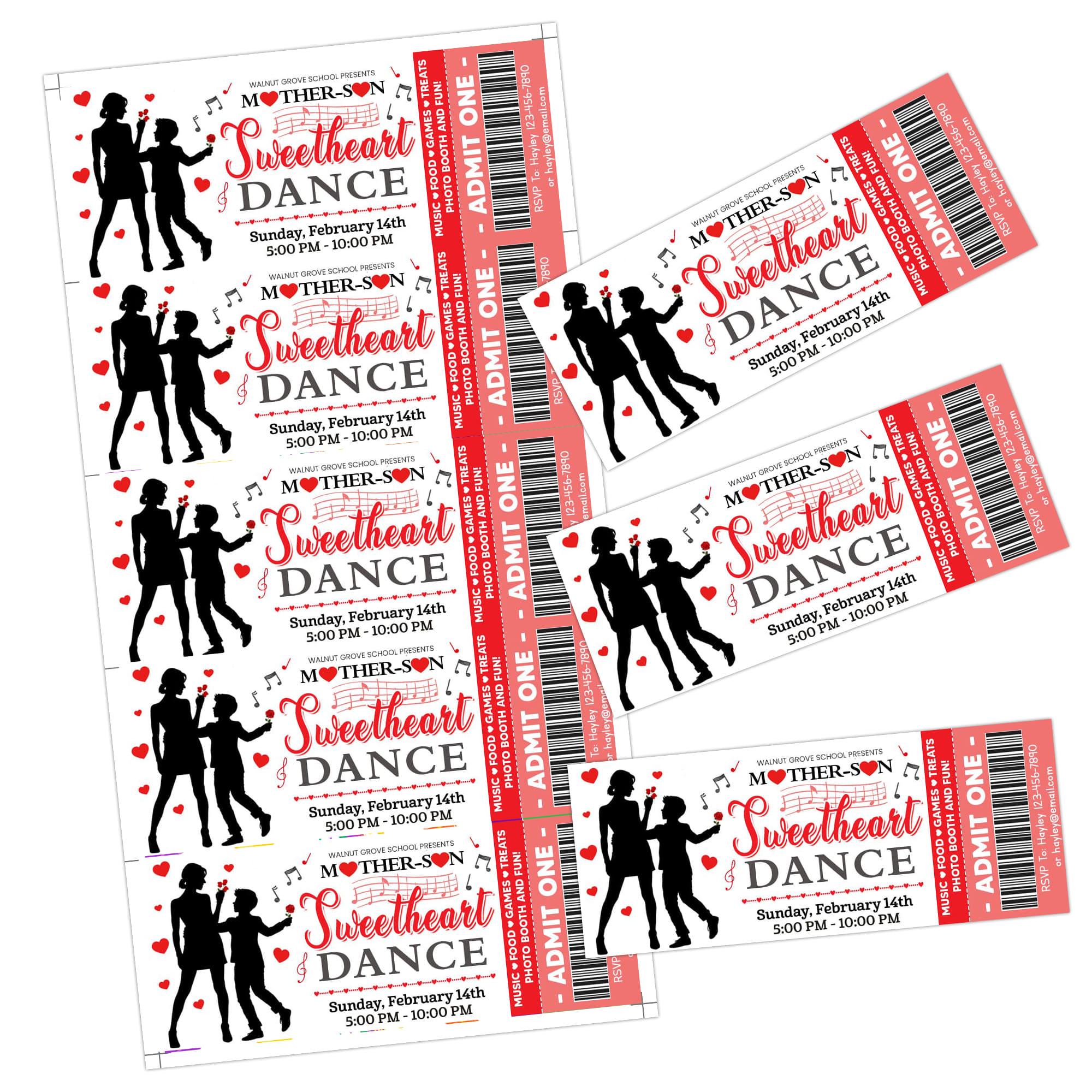 Editable Mother Son Sweetheart Dance Ticket and Flyer Bundle Template ...