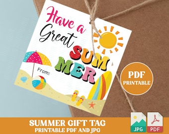 PRINTABLE Have a Great Summer Tag, Summer Gift Tag, Printable Tag ...